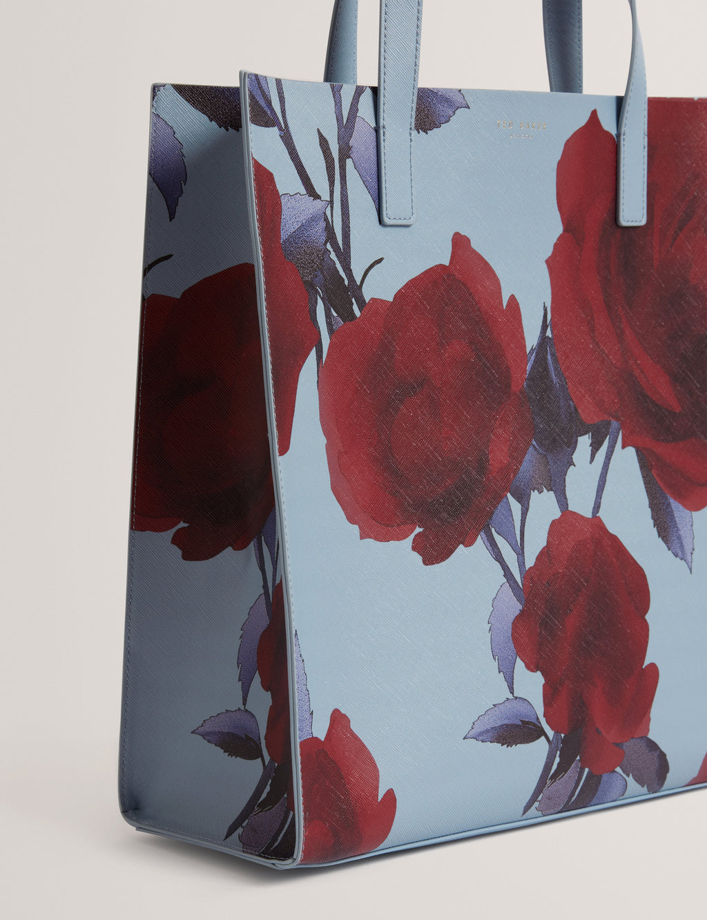 Elyzaa Large Rose Print Icon Bag Mid-Blue