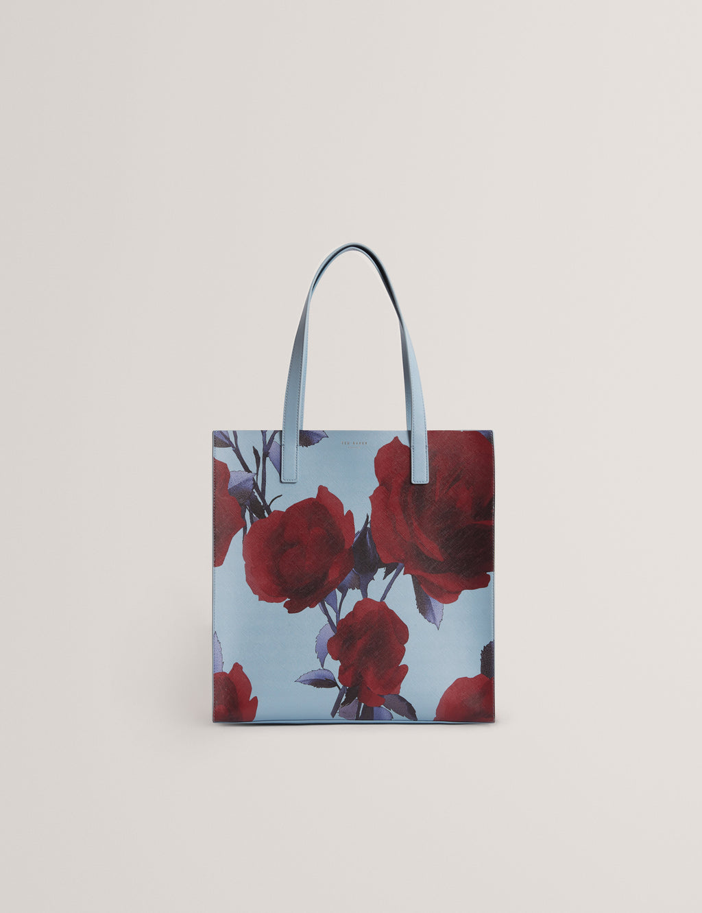 Elyzaa Large Rose Print Icon Bag Mid-Blue