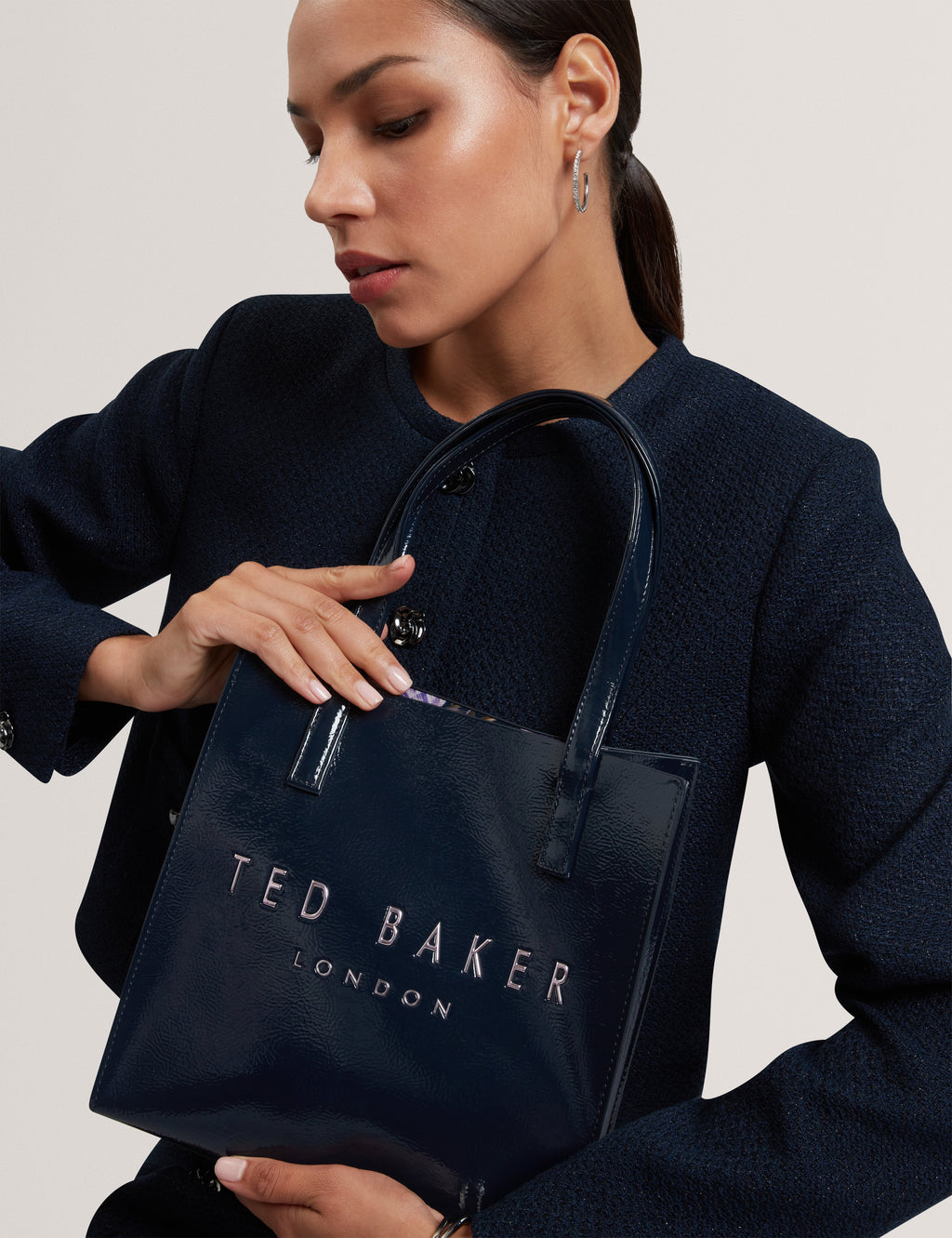 Caarisa Small Crinkle Printed Icon Bag Navy