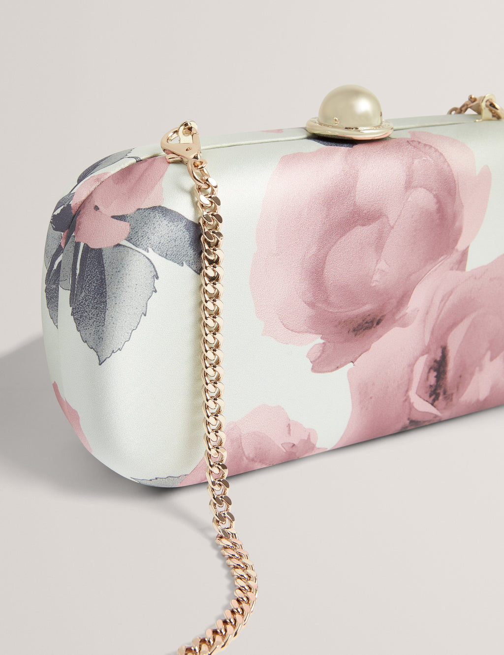 Lizela Floral Printed Hard Box Clutch Lt-Green