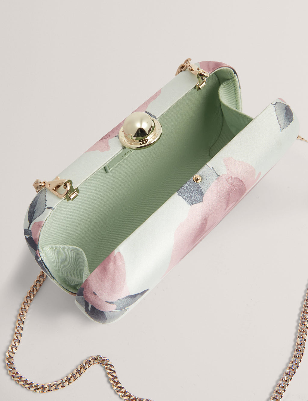 Lizela Floral Printed Hard Box Clutch Lt-Green