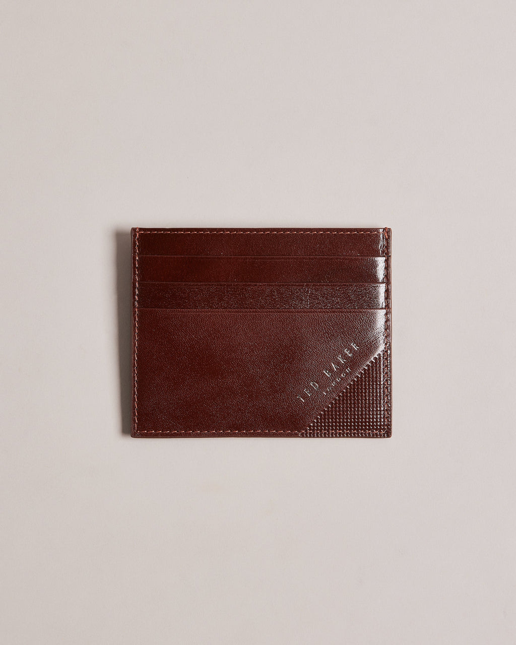 Raffles Embossed Corner Leather Card Brown